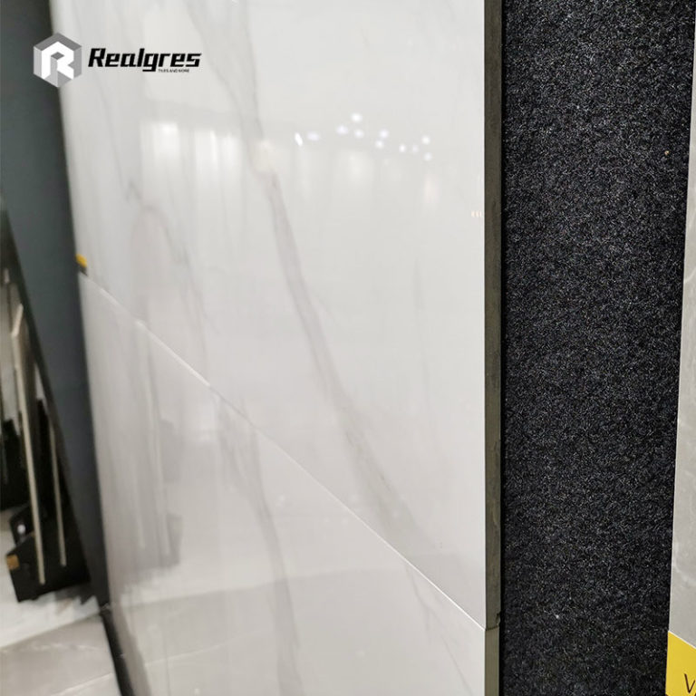 White Marble Look Porcelain Tile Bathroom | Realgres