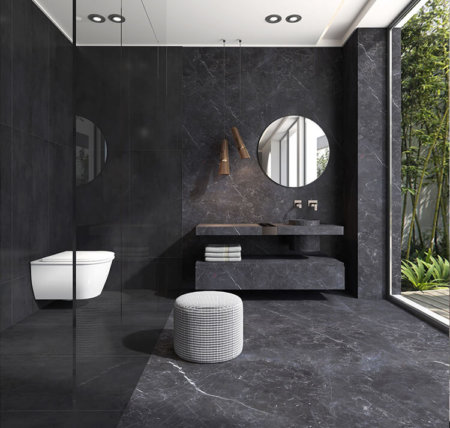grey-large-format-porcelain-tile-for-bathroom-wall-floor | Realgres