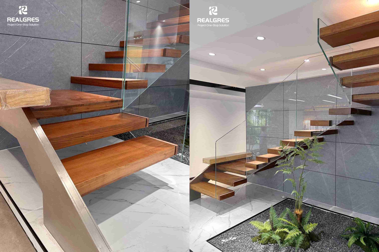 Custom Stair with Non Slip Stair Treads for Wood | Realgres